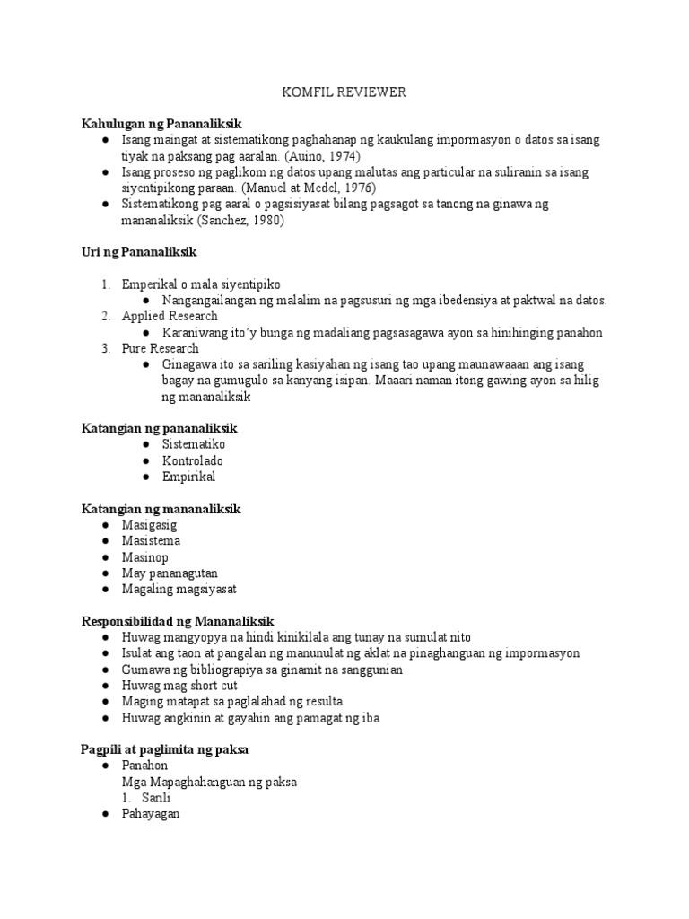 KOMFIL REVIEWER 2nd Quarter | PDF
