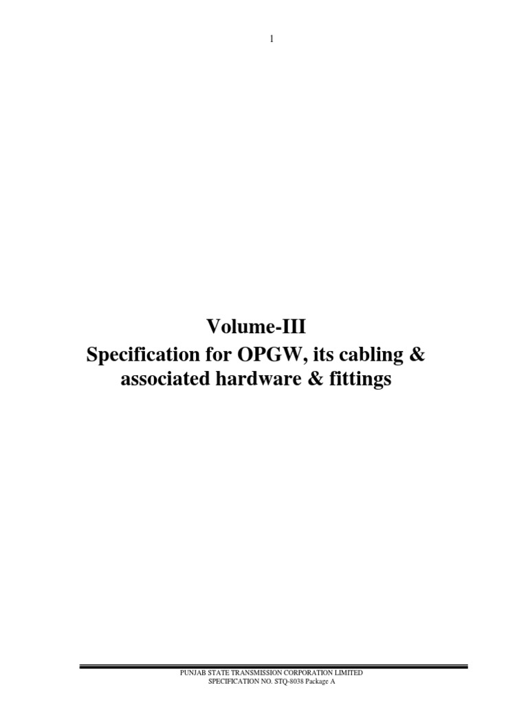 OPGW Cabling Specifications and Requirements | PDF | Optical Fiber ...
