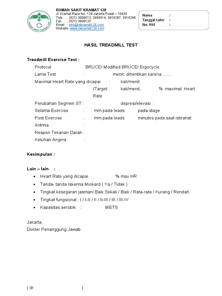 Hasil Kesimpulan Treadmill Test | PDF