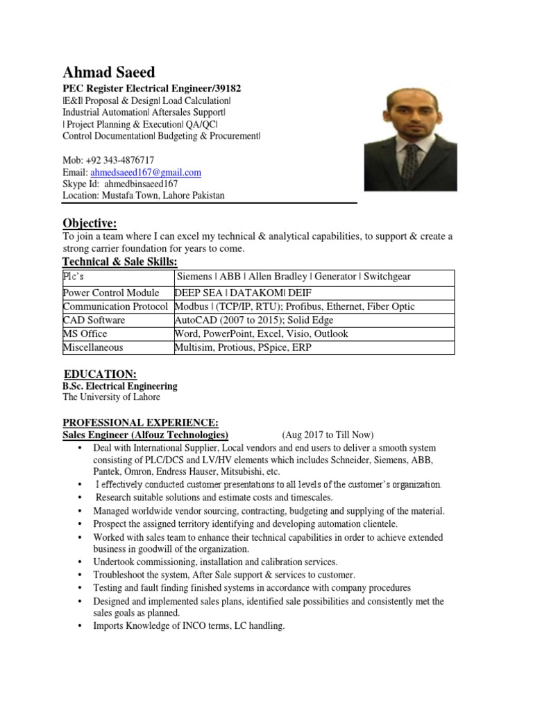 Ahmad Saeed CV For Future | PDF | Sales | Customer