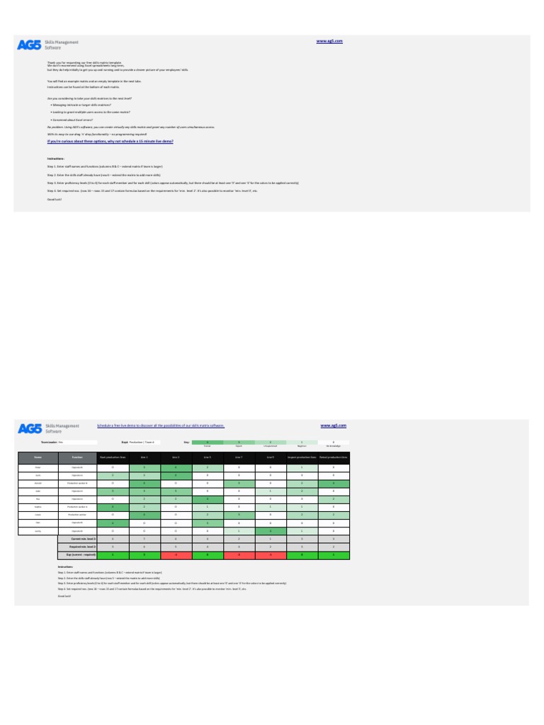 AG5 Skills Matrix Template - EN - Excel | PDF | Matrix (Mathematics) | Microsoft Excel