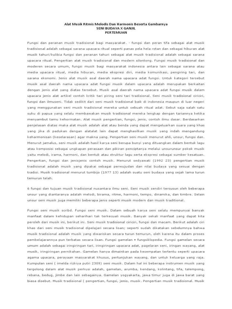 Alat Musik Ritmis Melodis Dan Harmonis Beserta Gambarnya Pdf