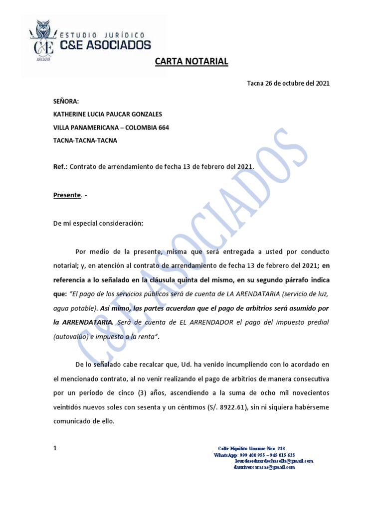 Carta Notarial Morris | PDF | Gobierno