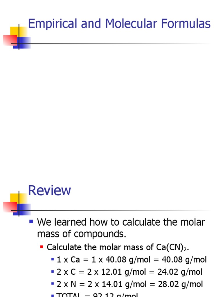 Molar Mass Calculation of Ca(CN)2 | PDF