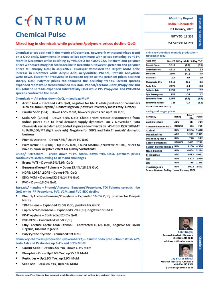 Chemical Price Trends - January 2023 | PDF | Chemical Industry | West ...