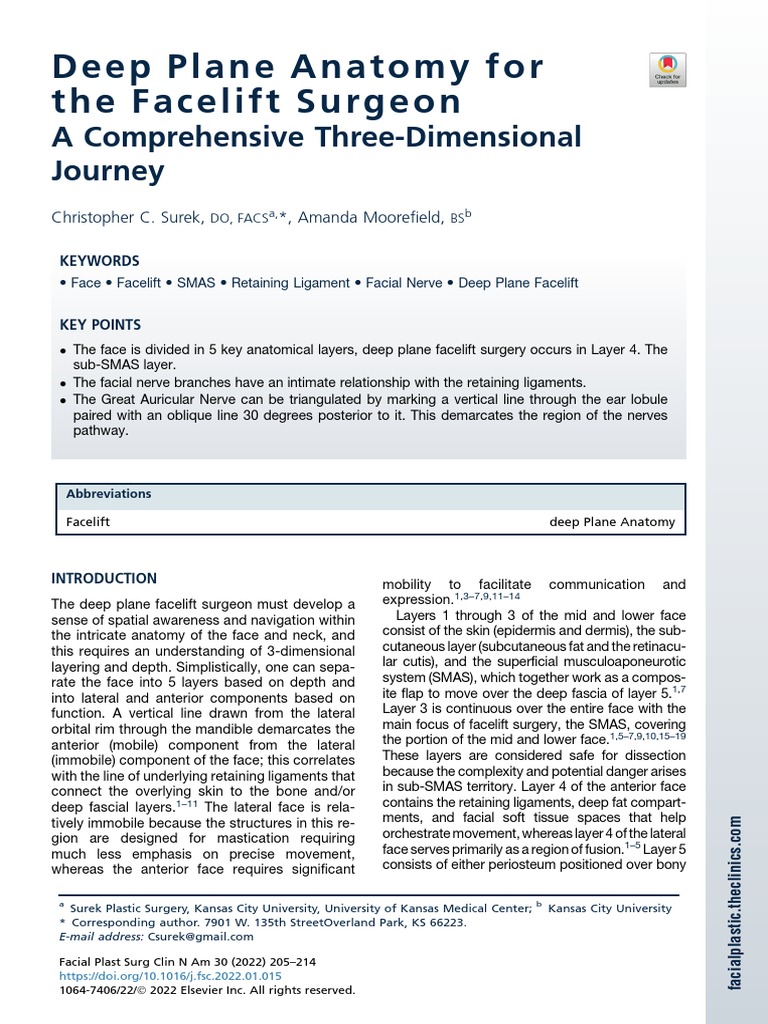 2022 Surek. Deep Plane Anatomy For The Facelift Surgeon A Comprehensi ...