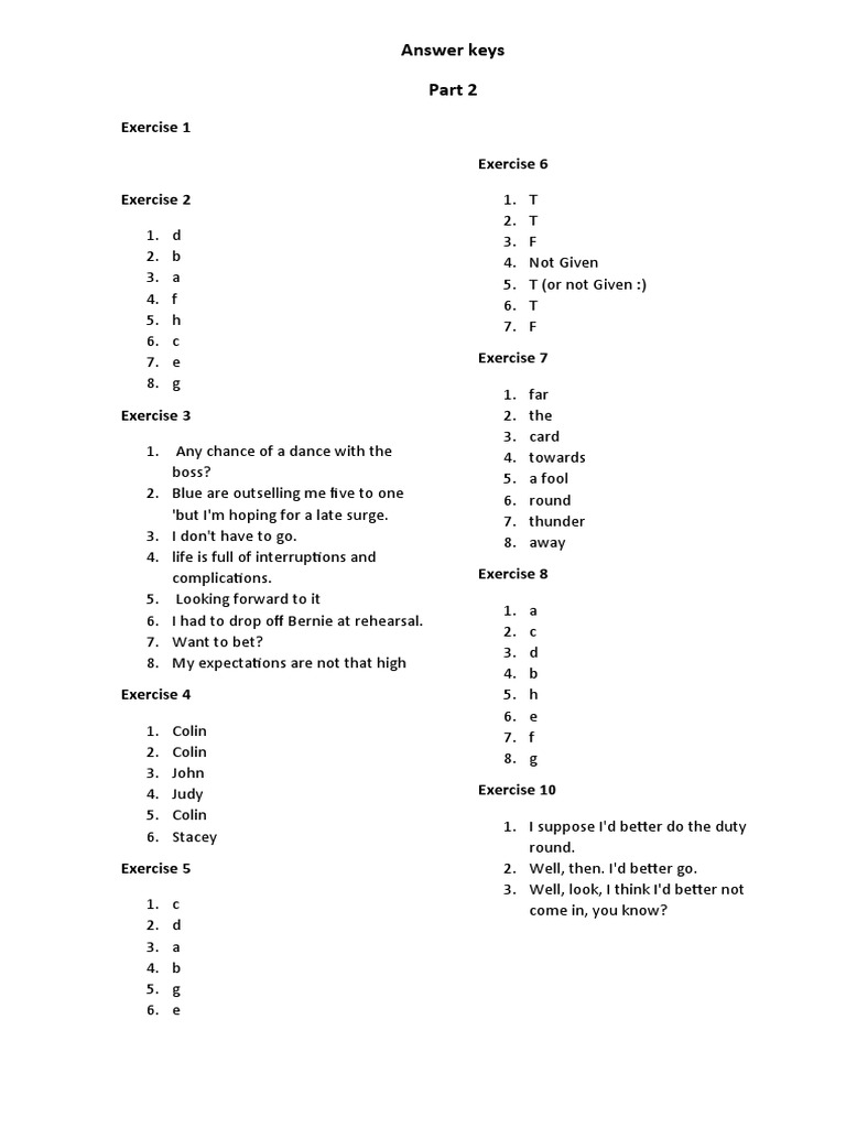 Answer Keys LA Part 2 | PDF | Gaming | Gambling
