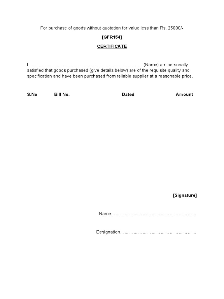 GFR 154 & 155 Purchase Certificates | PDF