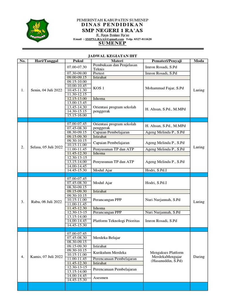 Jadwal IHT Terbaru | PDF