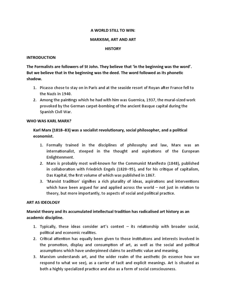 Chapter 3 Art Sentence Outline | PDF | Frankfurt School | Karl Marx