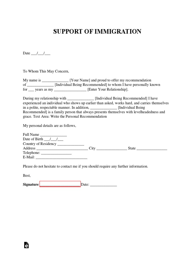 Character Reference Letter For Immigration | PDF