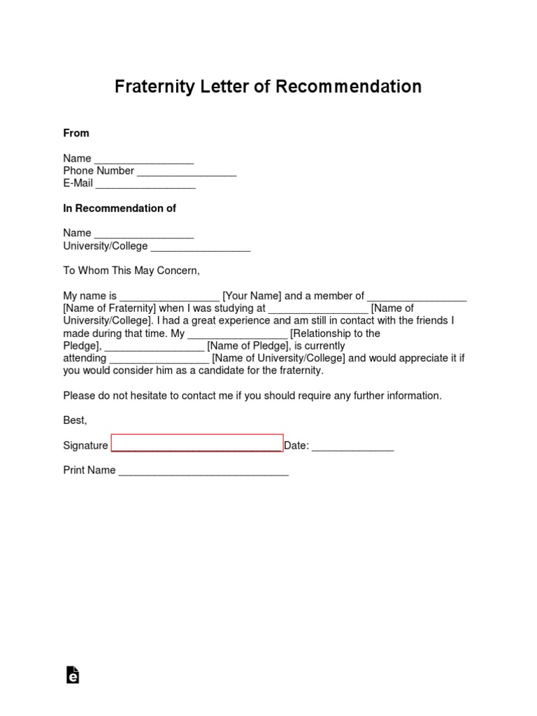 Fraternity Letter of Recommendation Template | PDF | Wellness