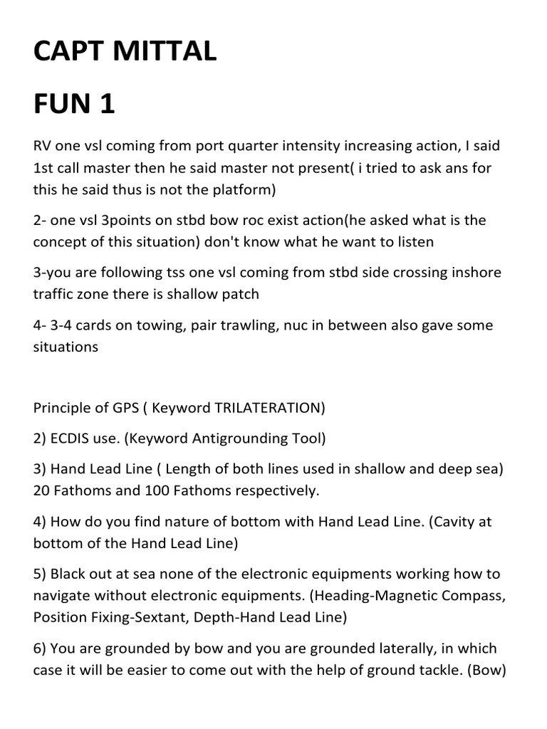Capt Mittal Fun 1 | PDF | Ships | Anchor