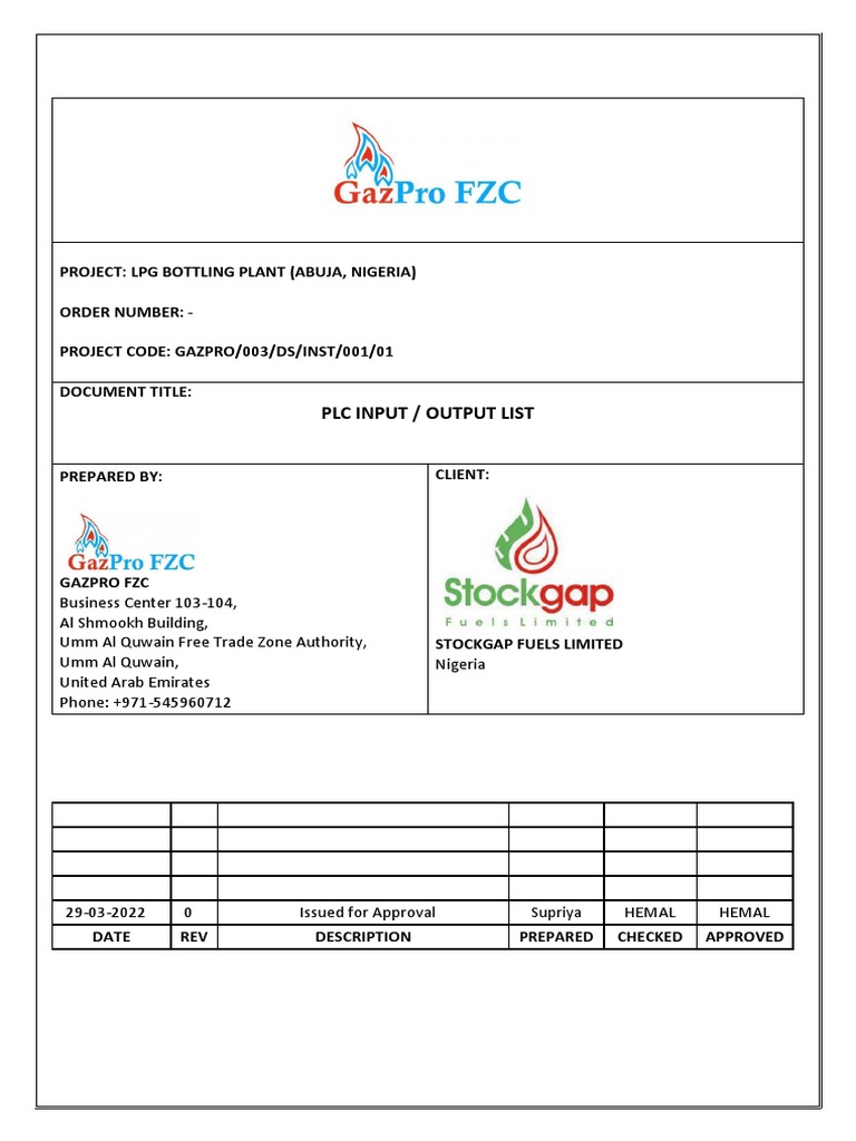J.1.1 - Gazpro-003-Ds-Inst-001-01 - PLC Input Output List | PDF ...