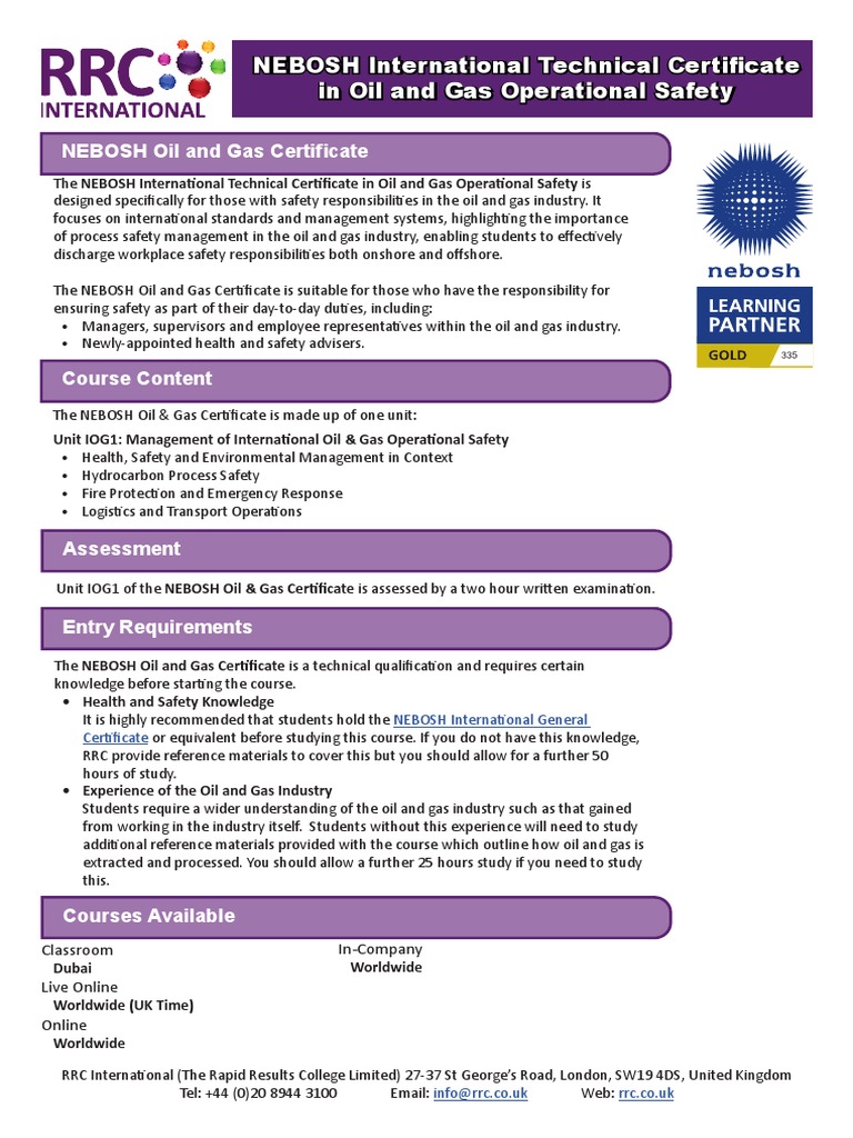 Nebosh International Oil & Gas Operational Safety | PDF