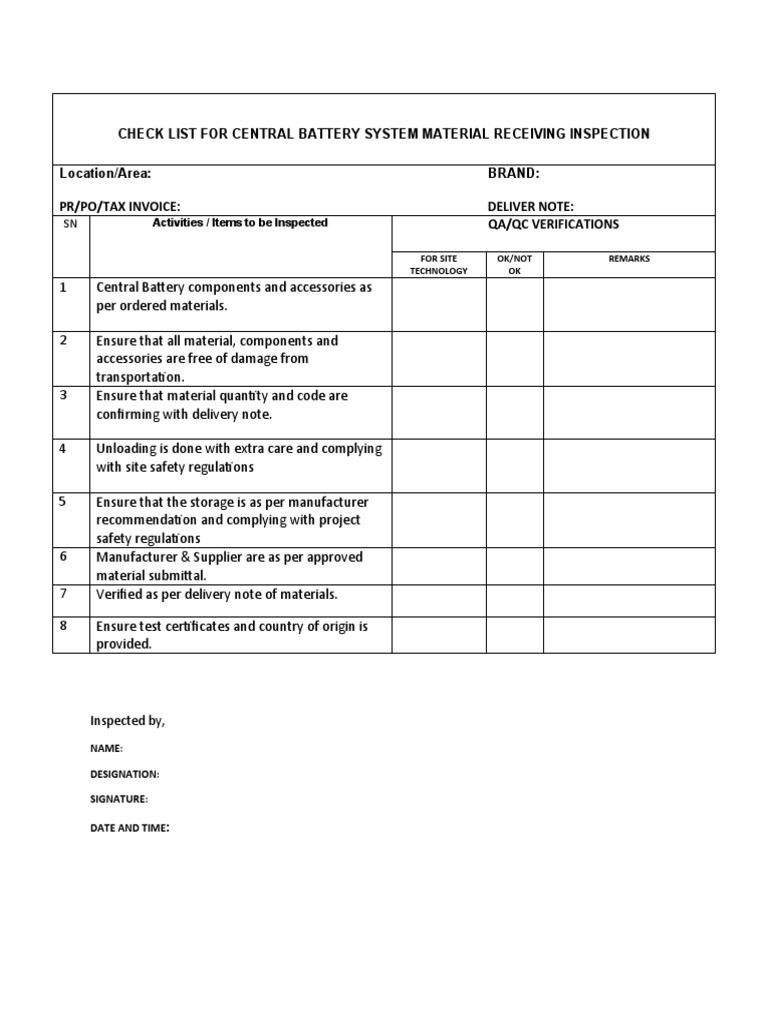 Check List For Cbs | PDF