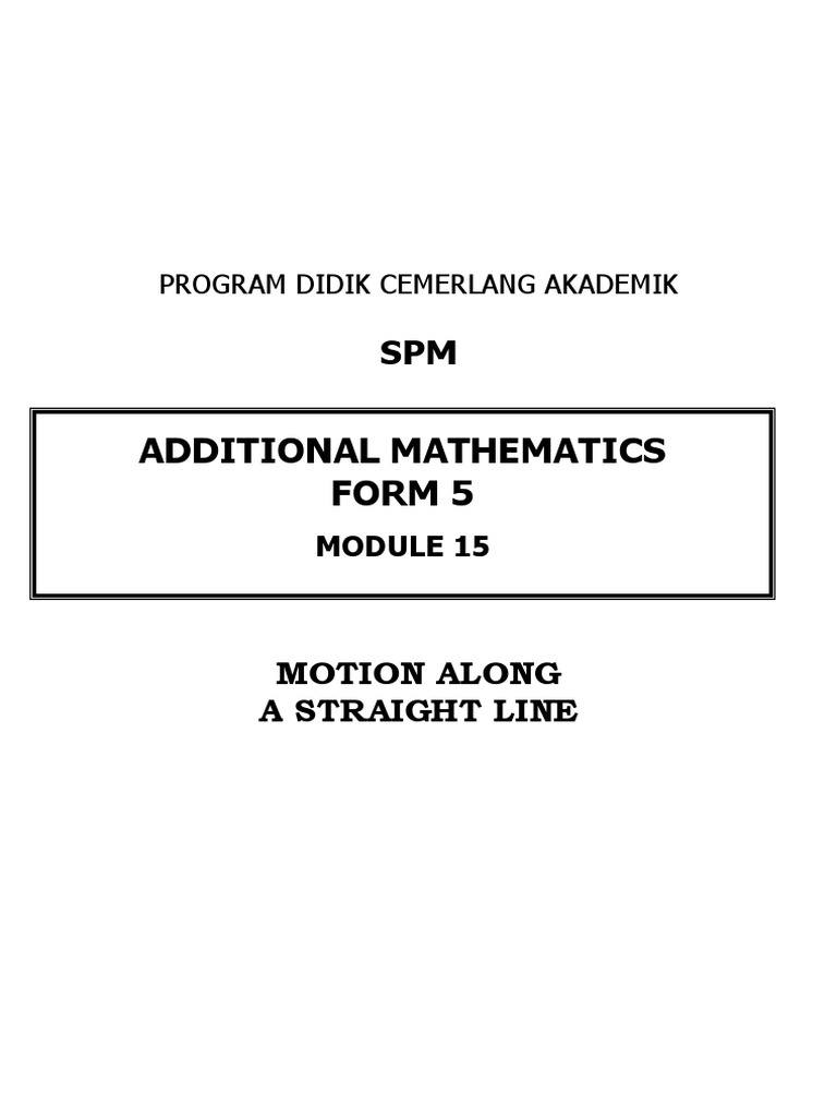 Module On Motion Along A Straight Line 1 | PDF | Acceleration | Velocity
