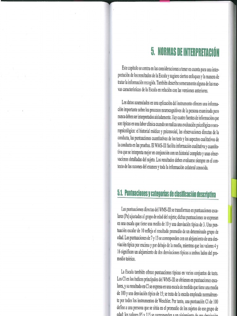 Normas de Interpretación WMS-III | PDF