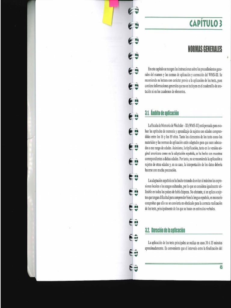 Normas Generales Aplicacion WMS-III | PDF