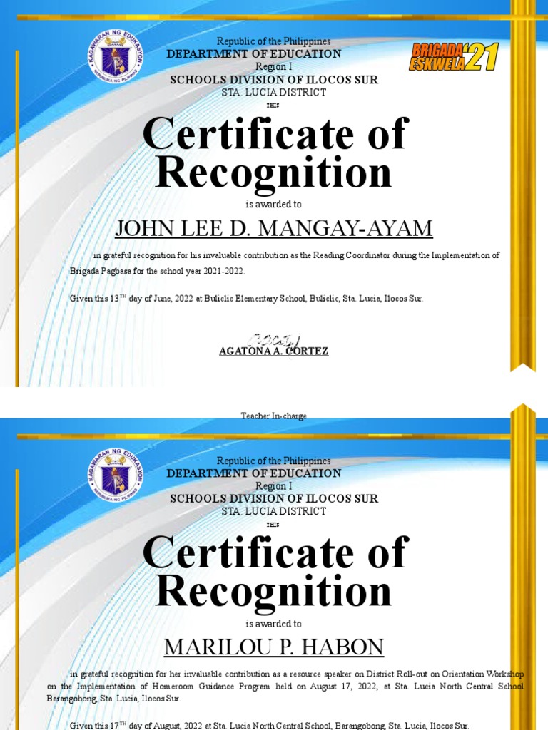 Certificate (Homeroom) | PDF