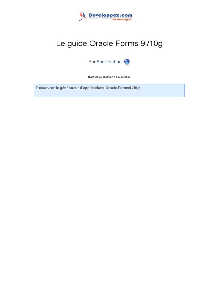 Le Guide Oracle Forms 9i 10g Par SheikYe | PDF | Base de données Oracle | PL/SQL