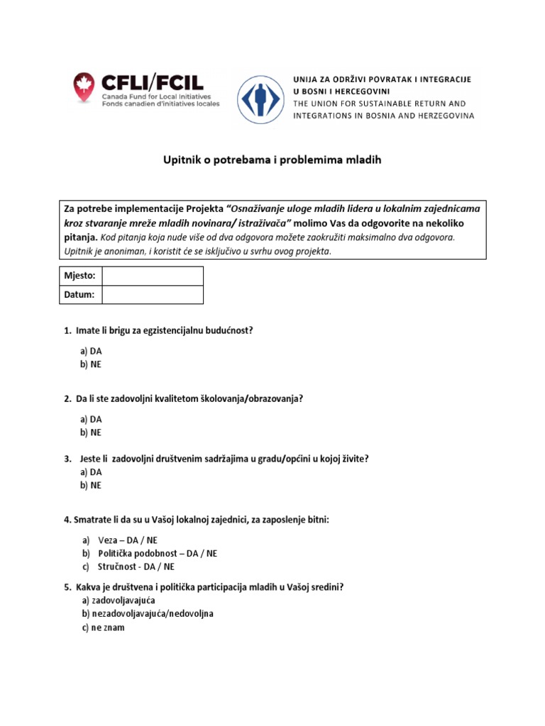 Upitnik Za Istrazivanje Problema Mladih - Finalni | PDF