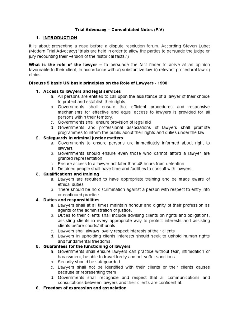 Trial Advocacy Notes Summary | PDF | Judge | Courtroom