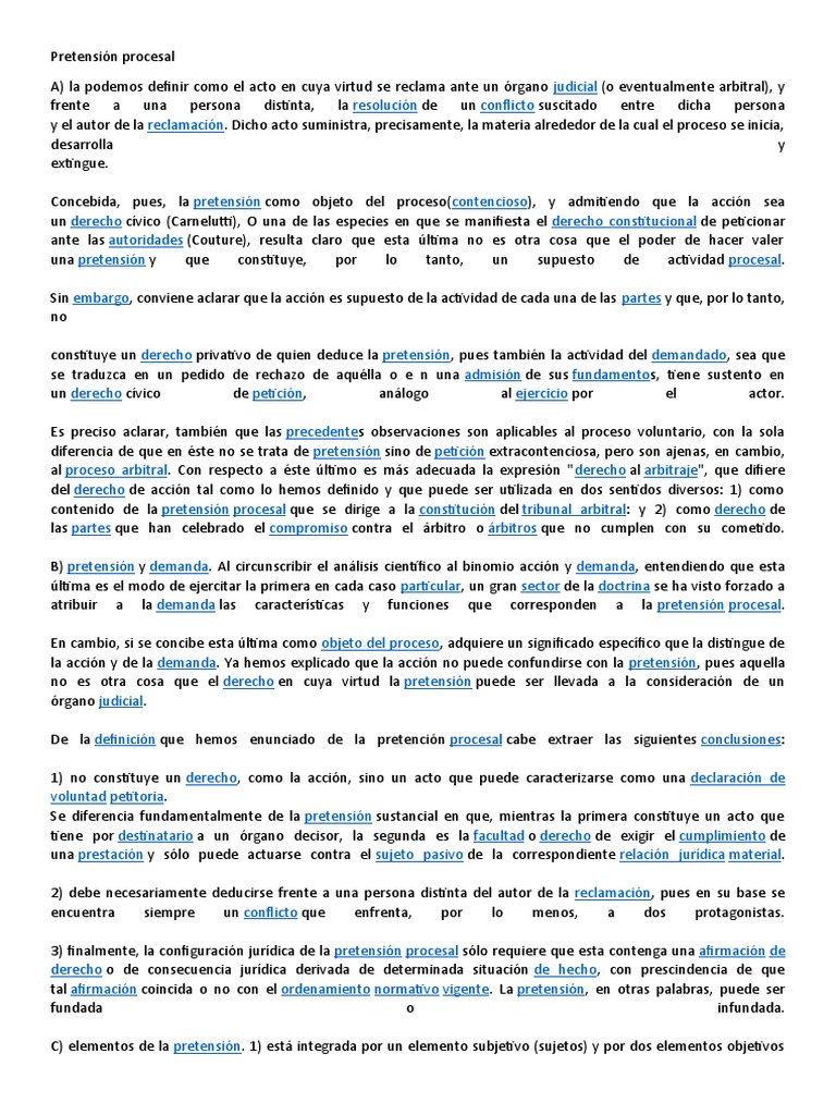 Pretensión Procesal | PDF | Ley procesal | Demanda judicial