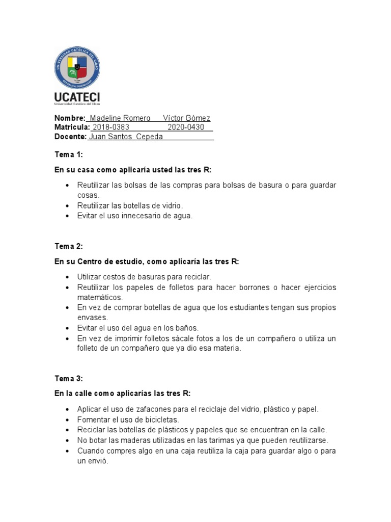 Aplicacion de Las Tres R | PDF