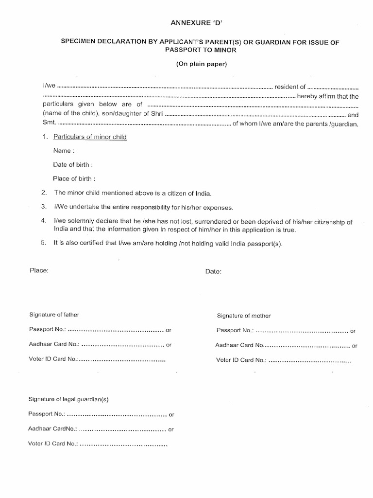 Declaration by Applicants Parents 01 | PDF