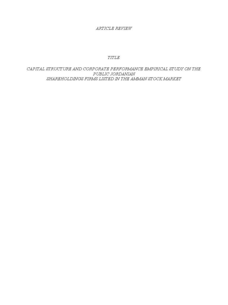 Article FMGG | PDF | Capital Structure | Financial Capital