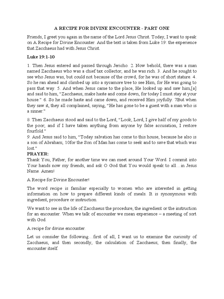 Divine Encounter: Curiosity of Zacchaeus | PDF | Curiosity (Rover) | Jesus