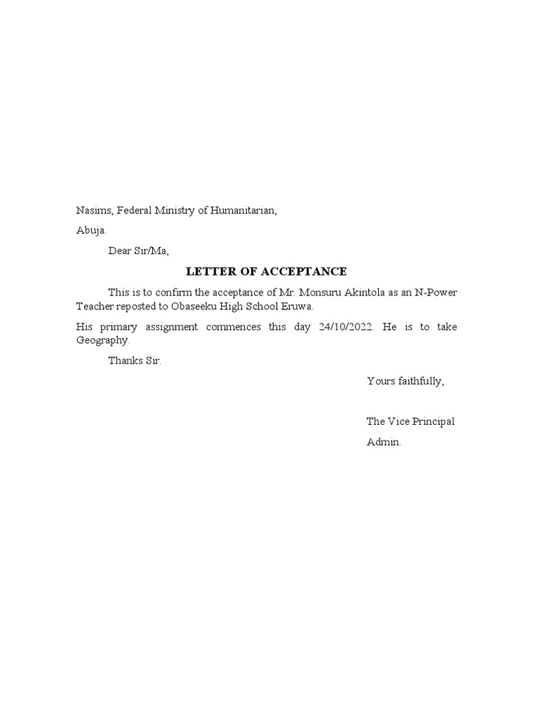 Acceptance Letter | PDF