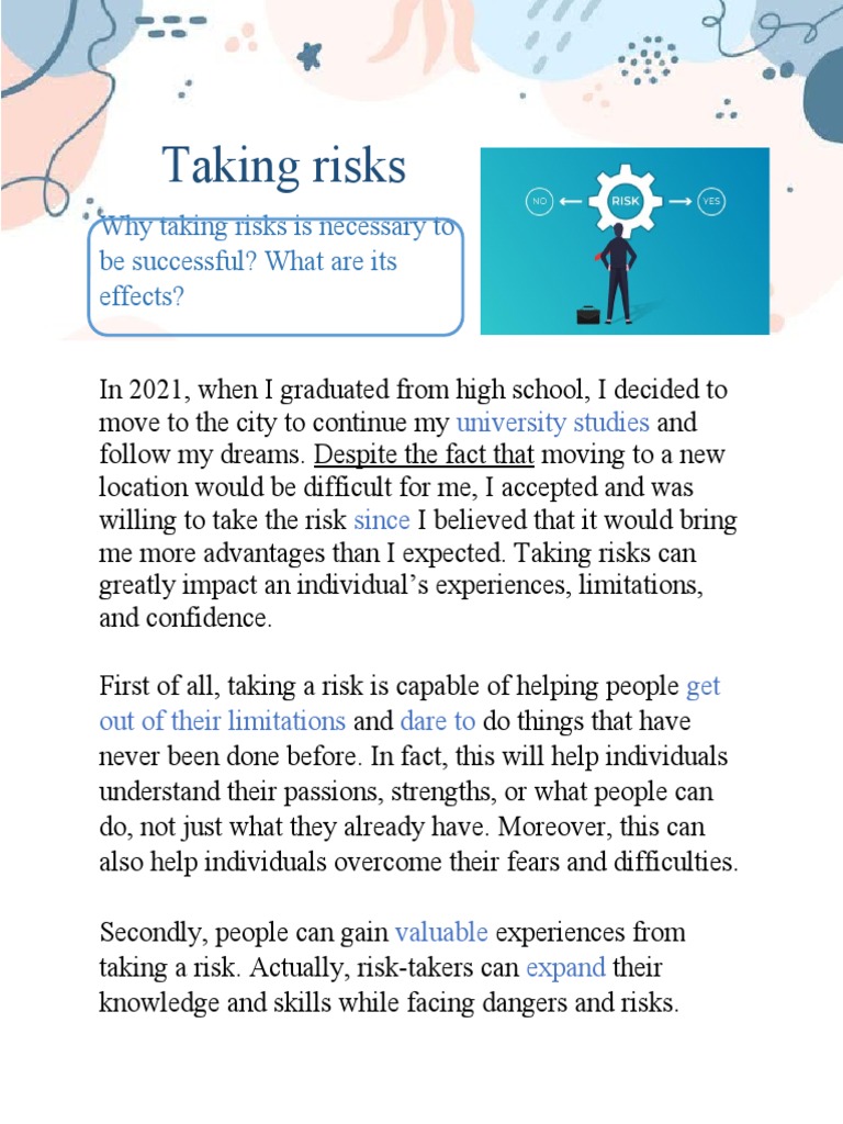 Unit 5 - Taking Risks | PDF | Risk | Experience