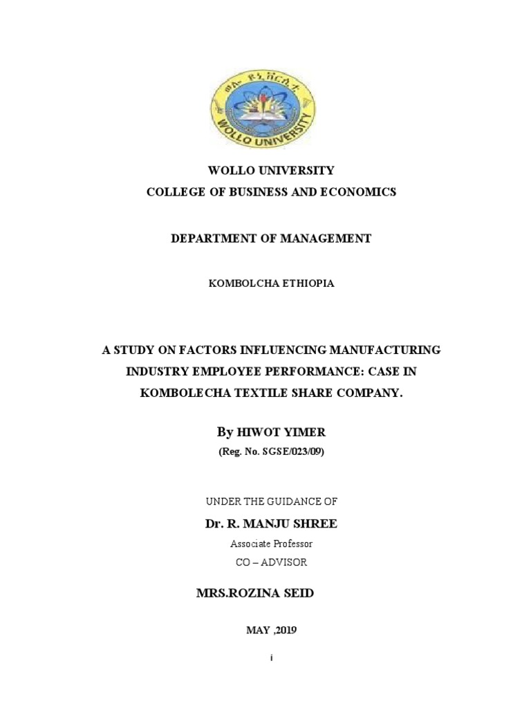 Wollo University Mba Thesis | PDF | Job Satisfaction | Leadership