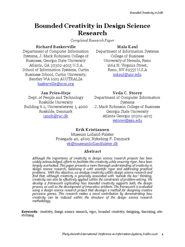 Bounded Creativity in Design Science Research | PDF | Creativity | Science