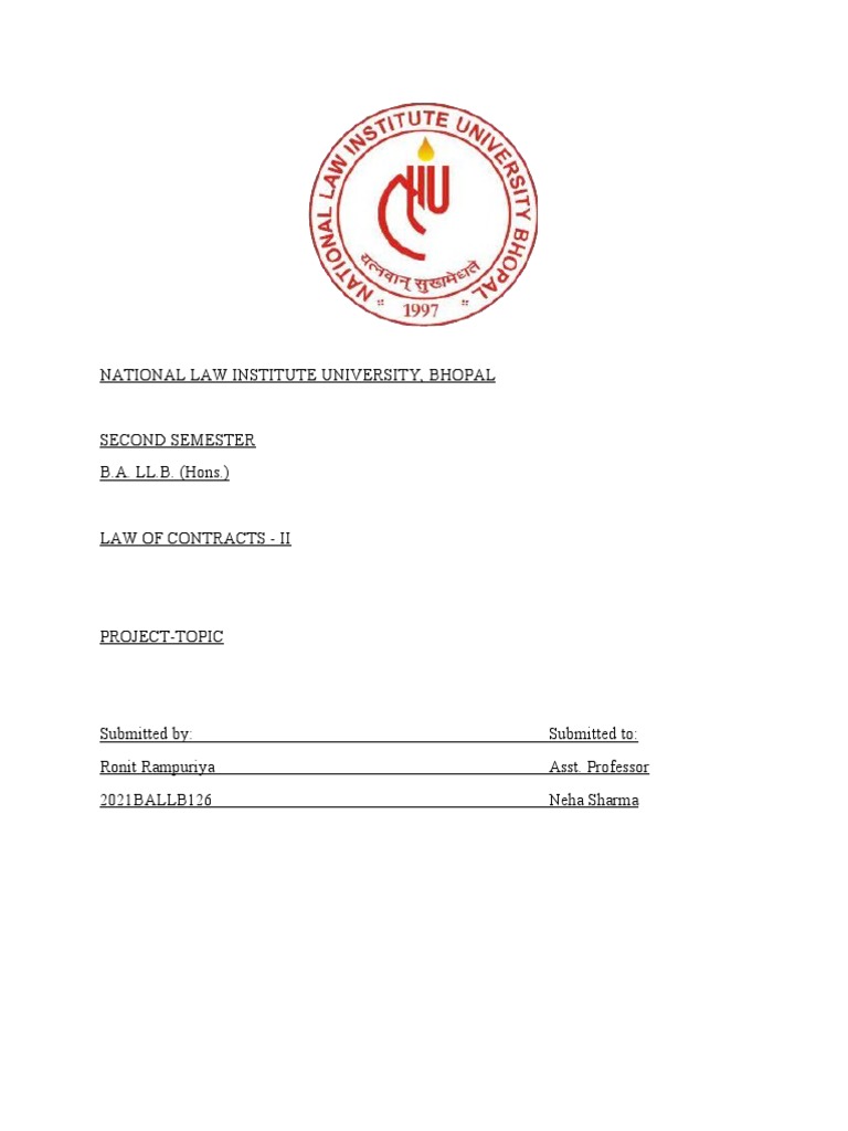 Project Law of Contracts Ronit | PDF | Guarantee | Surety