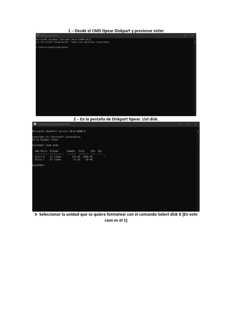 Formatear Unidades - Diskpart | PDF