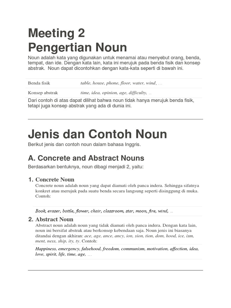 Pengertian dan Jenis Noun dalam Bahasa Inggris | PDF | Filsafat