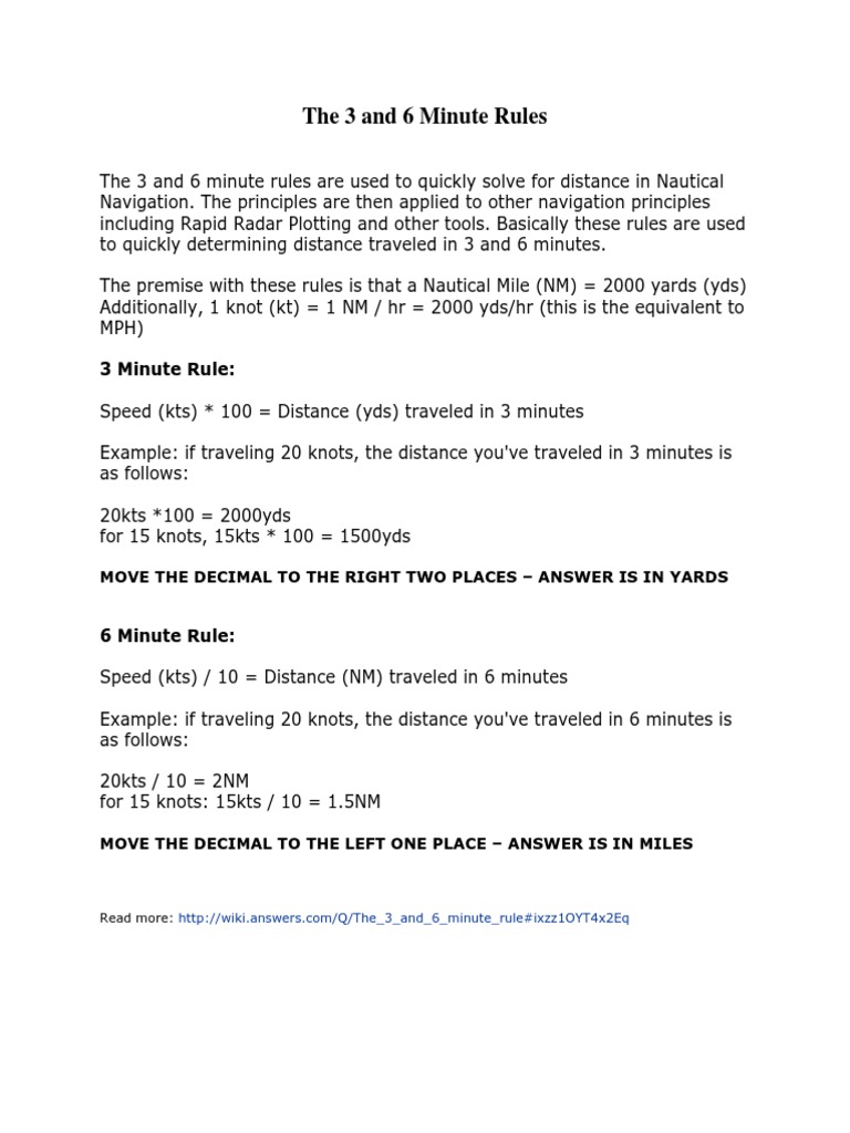 The 3 and 6 Minute Rules | PDF