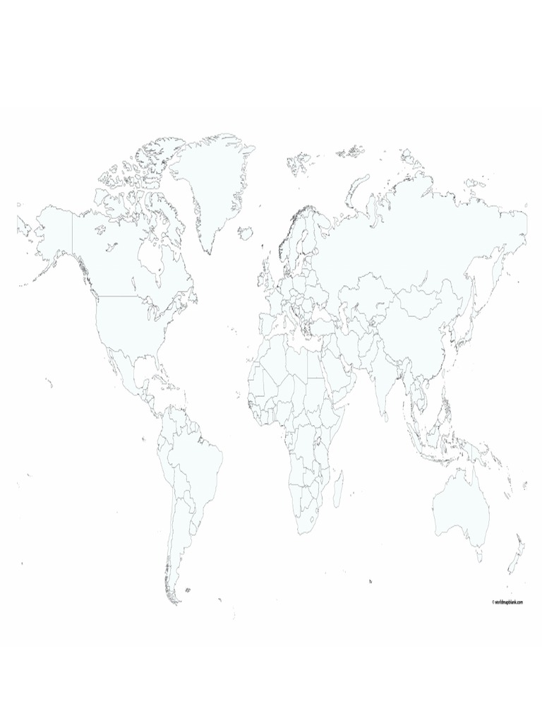 Blank World Map With Countries A4 | PDF