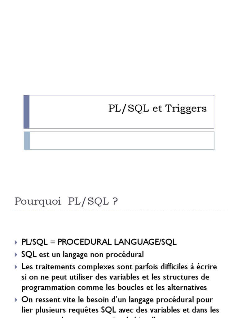Introduction à PL/SQL et Triggers | PDF | PL/SQL | SQL