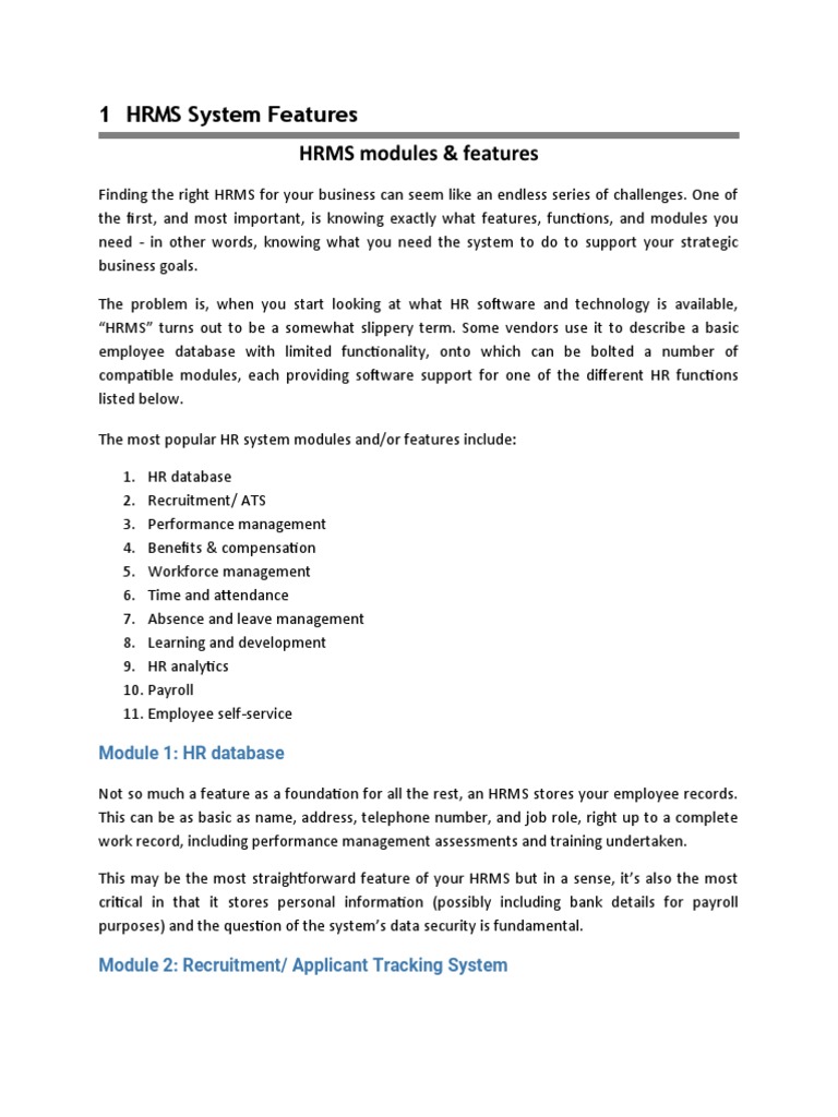 HRMS Modules | Download Free PDF | Computing | Business