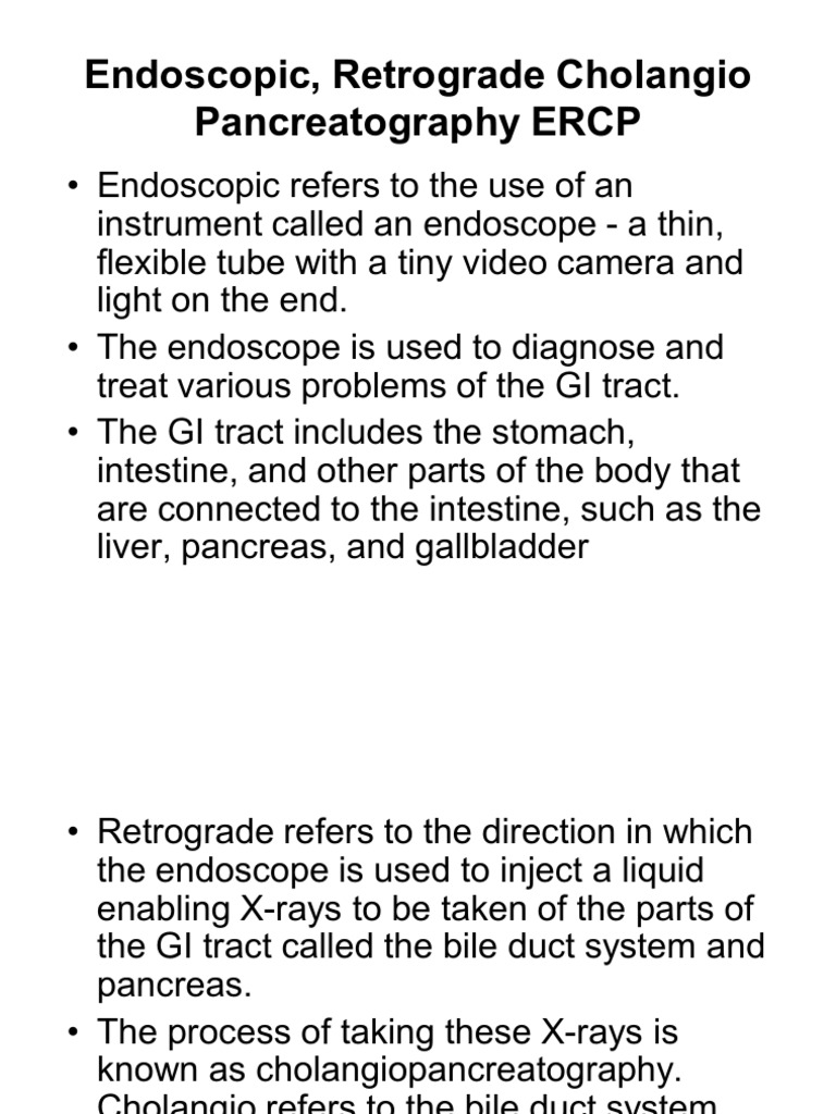 Endoscopic, Retrograde Cholangio Pancreatography ERCP | PDF