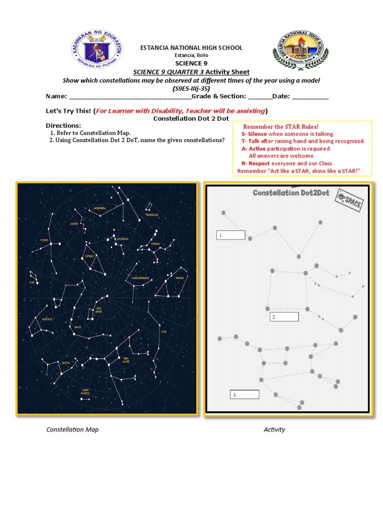 Constellation Activity Sheet CO2 | PDF | Astronomy | Sky Regions