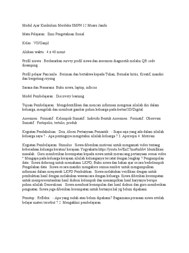 Modul Ajar Kurikulum Merdeka SMPN 12 Muaro Jambi | PDF | Karier & Perkembangan | Ilmu Sosial