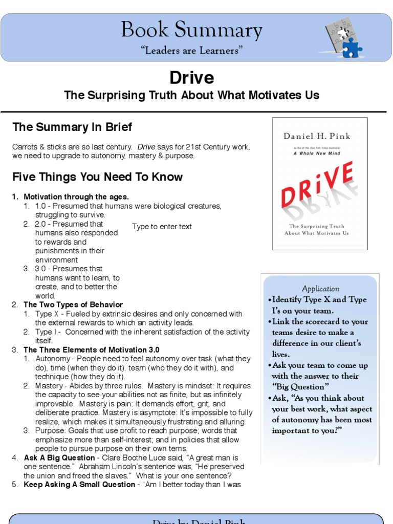 Drive Book Summary | Motivation | Self-Improvement
