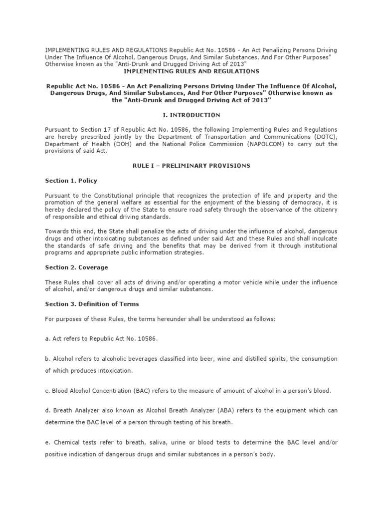 IMPLEMENTING RULES AND REGULATIONS Republic Act No 10586 | PDF ...