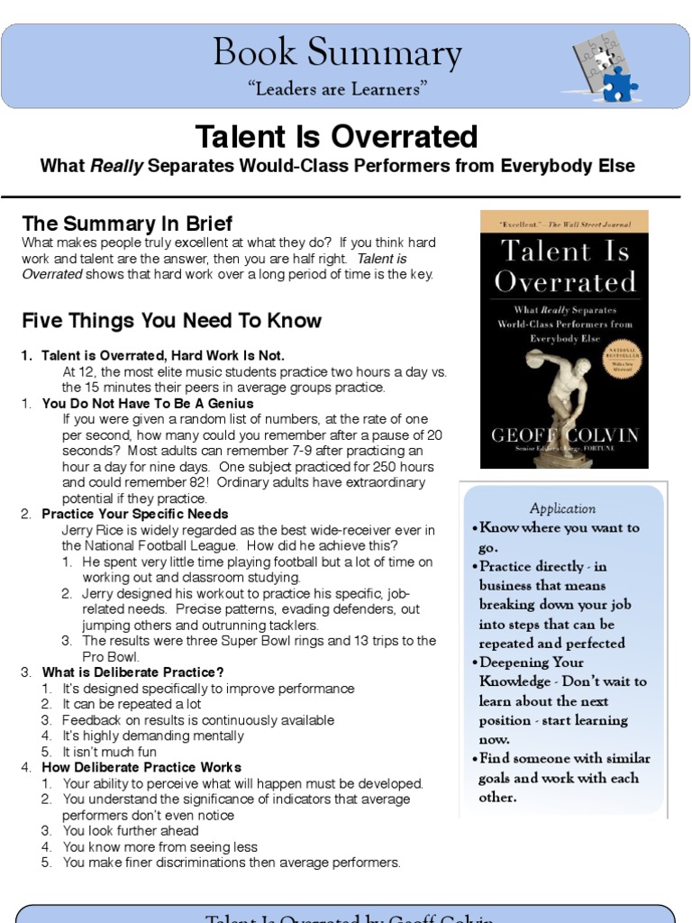 Talent Is Overrated Book Summary | PDF | Educational Psychology | Pedagogy