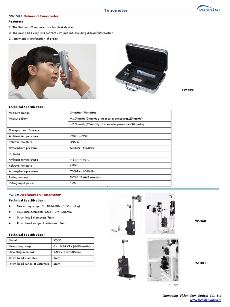 Tonometer Brochure | PDF | Manufactured Goods | Equipment